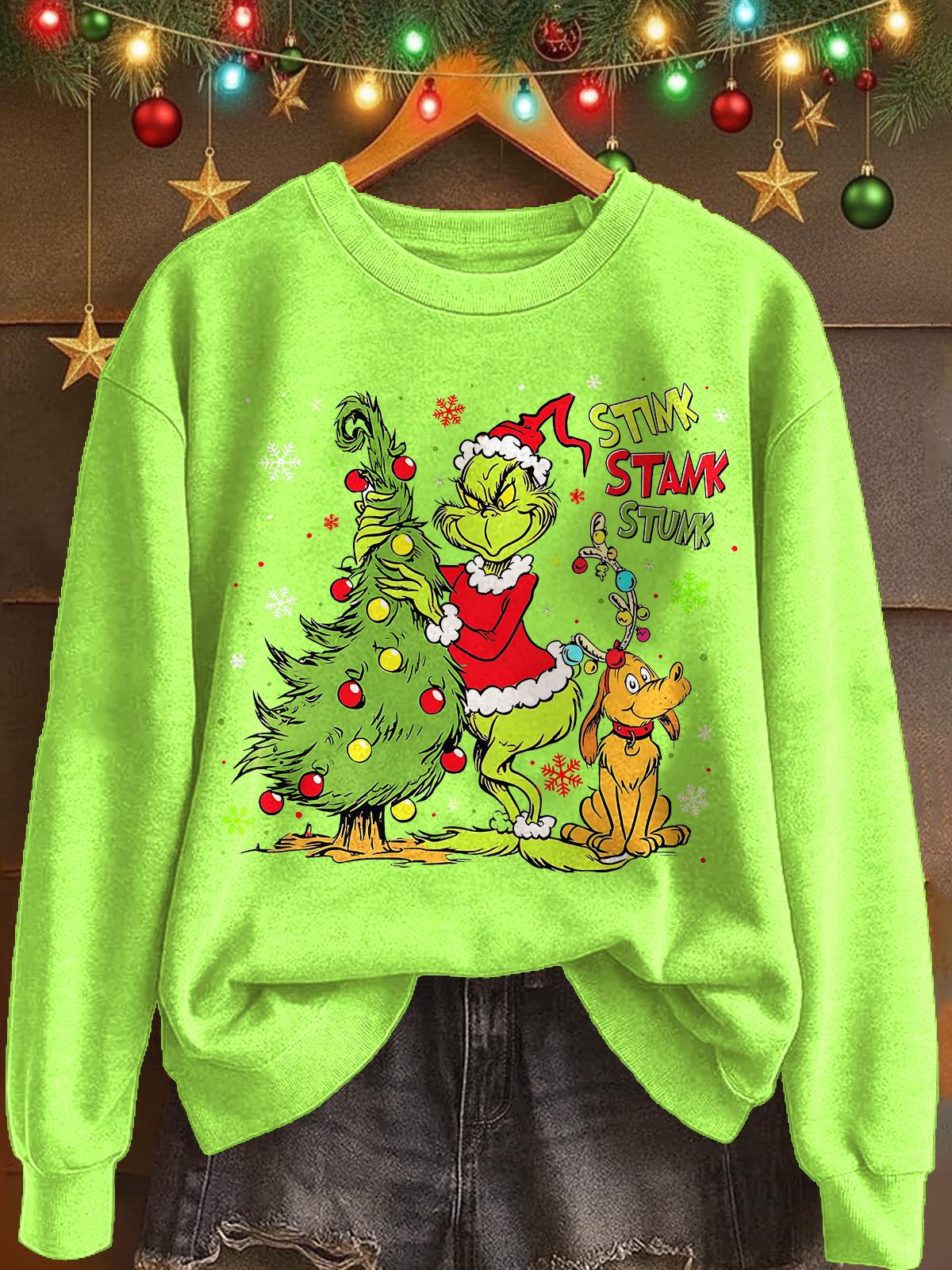 Christmas Grinch Printed Long Sleeve Casual Top – KUBAOLA